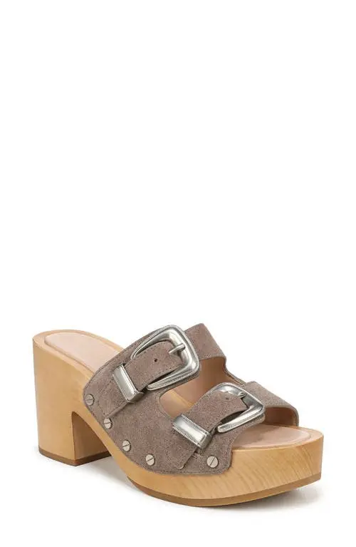 Veronica Beard Halifax-2 Leather Slide Sandal - Bark Suede