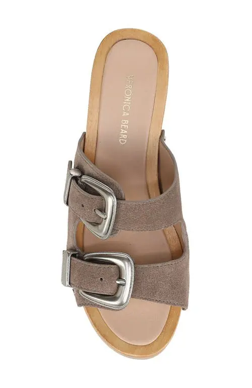 Veronica Beard Halifax-2 Leather Slide Sandal - Bark Suede