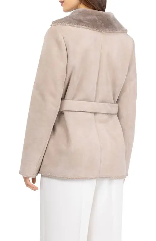 Gorski Genuine Shearling Belted Jacket With Whipstitch Trim