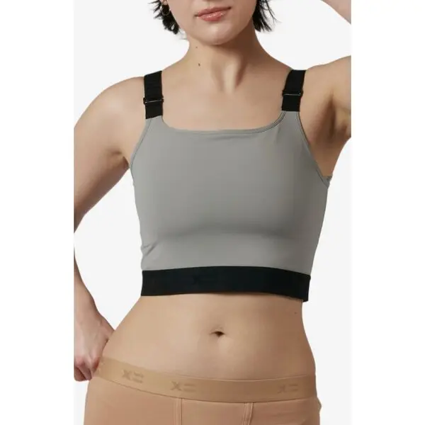 TOMBOYX Compression Plus Crop Top With Adjustable Straps - Ultimate Gray