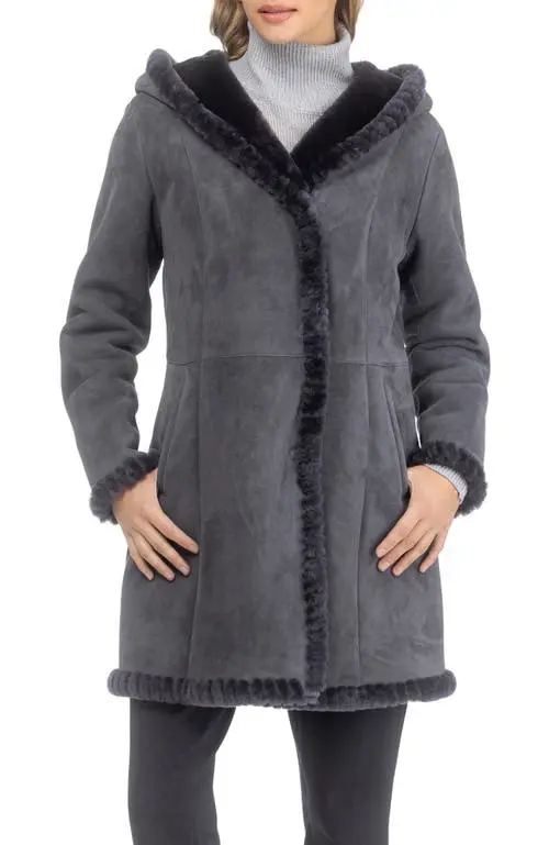 Gorski Genuine Shearling Parka With Whipstitch Trim