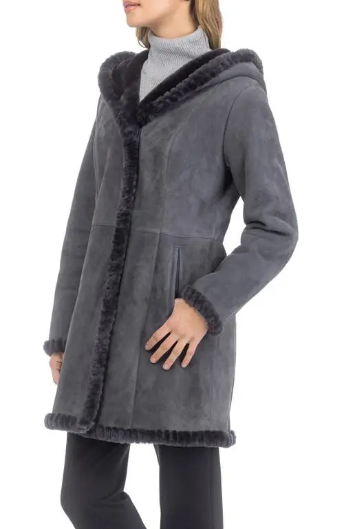 Gorski Genuine Shearling Parka With Whipstitch Trim