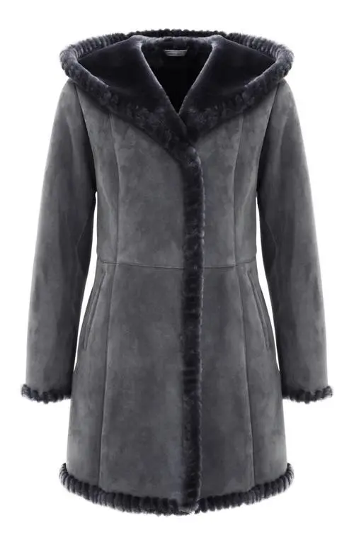 Gorski Genuine Shearling Parka With Whipstitch Trim