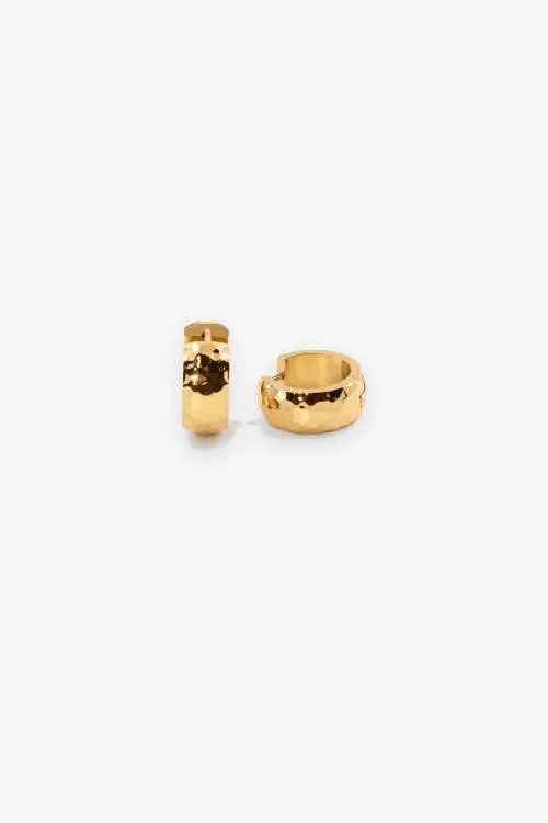 MEIDEYA Hammered Small Hoop Earrings - Gold
