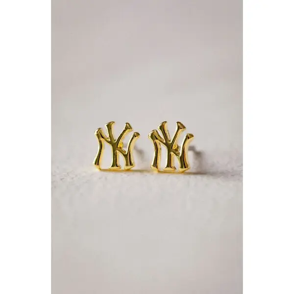 LUV AJ Mlb New York Yankees Logo Stud Earrings - Gold