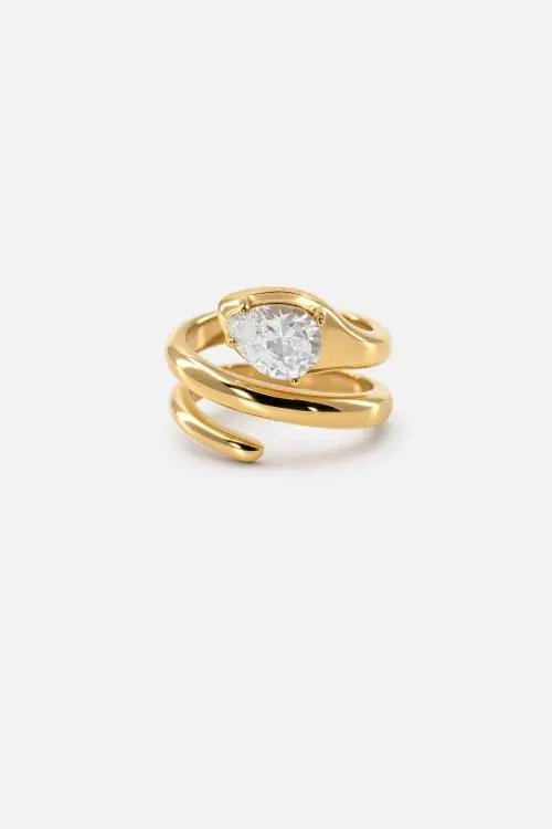 MEIDEYA Spiral Pear-cut Ring - Gold