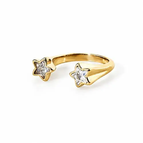 MEIDEYA Crystal Double Star Ring