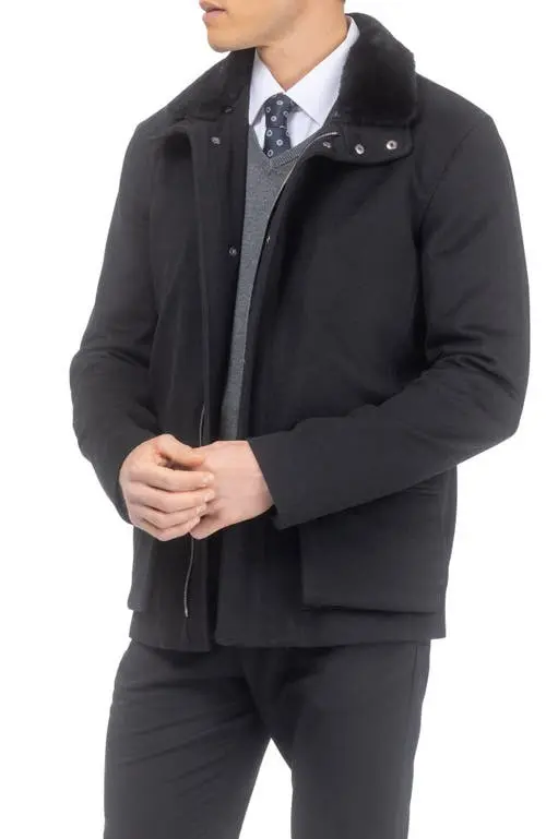 Gorski Wool Jacket With Detachable Genuine Shearling Collar