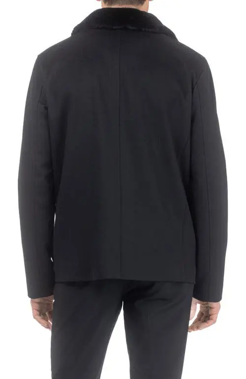 Gorski Wool Jacket With Detachable Genuine Shearling Collar