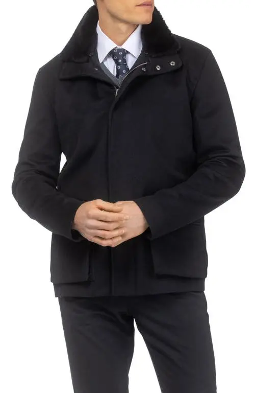Gorski Wool Jacket With Detachable Genuine Shearling Collar