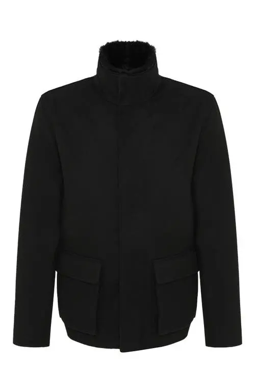 Gorski Wool Jacket With Detachable Genuine Shearling Collar