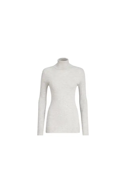 Brunello Cucinelli Ribbed Cashmere And Silk Blend Turtleneck Sweater - Light Grey