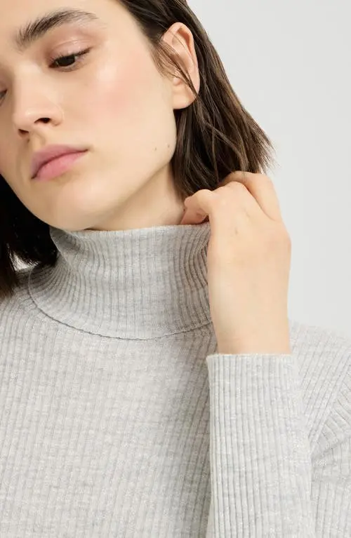 Brunello Cucinelli Ribbed Cashmere And Silk Blend Turtleneck Sweater - Light Grey
