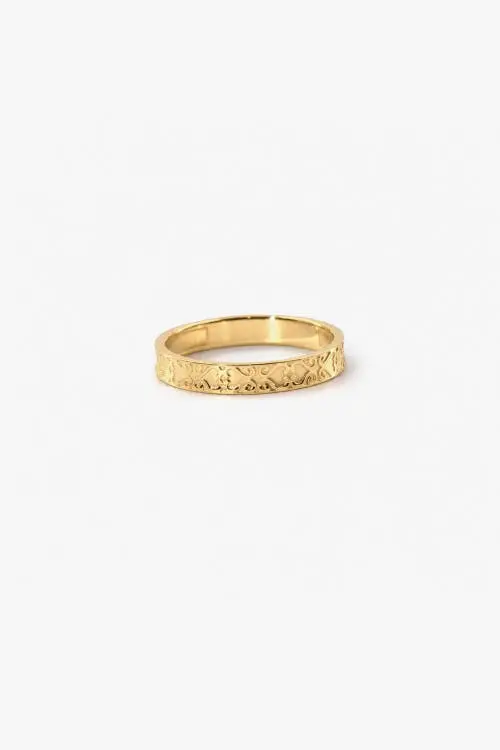 MEIDEYA Vintage Engraved Band Ring - Gold