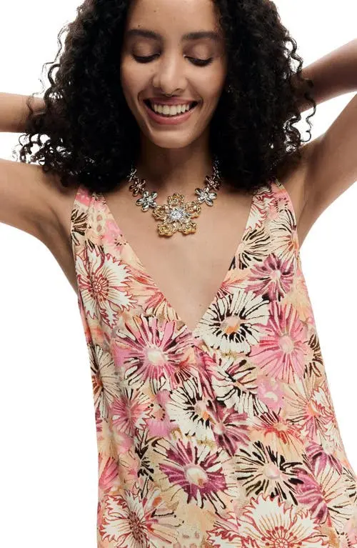 Desigual Floral Sleeveless Handkerchief Hem Minidress