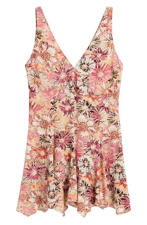 Desigual Floral Sleeveless Handkerchief Hem Minidress