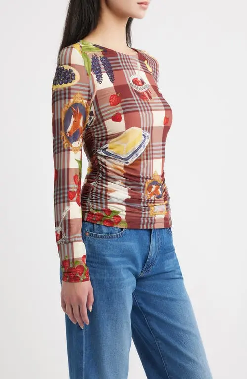 Farm Rio Country Table Tartan Ruched Top