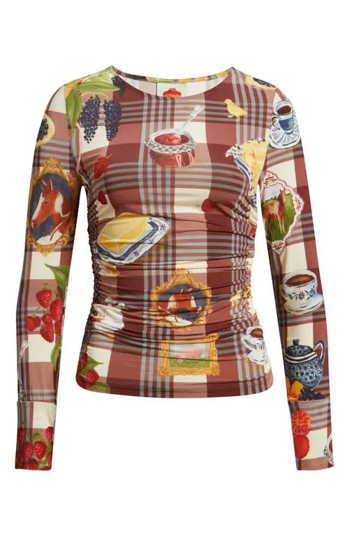 Farm Rio Country Table Tartan Ruched Top
