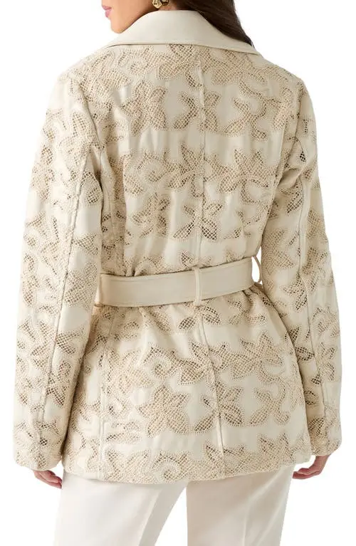 MARCIANO Ramona Lace Faux Leather Short Trench Coat