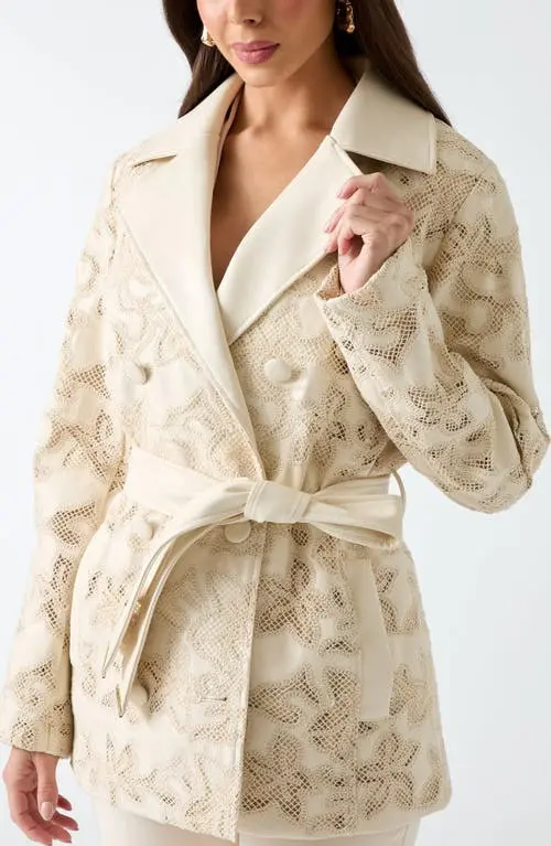MARCIANO Ramona Lace Faux Leather Short Trench Coat