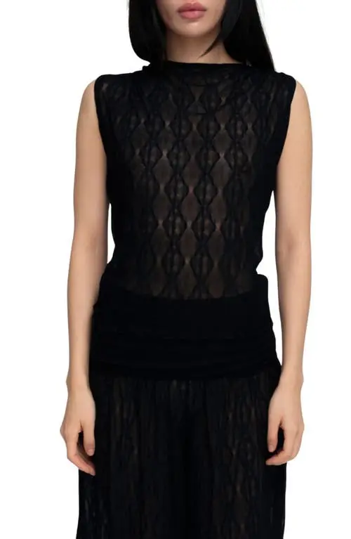 FIND ME NOW Sleeveless Textured High Neck Top