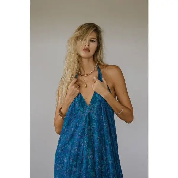 SUN CHILD Classic Silk Dress Plumeria