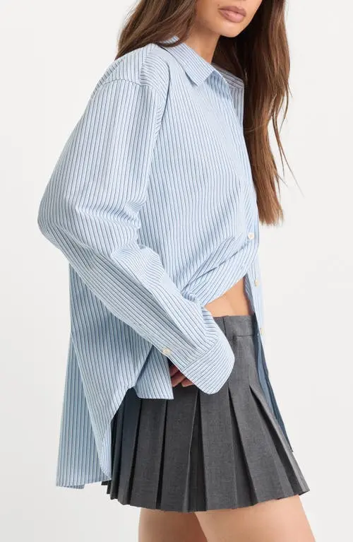 Good American Poplin Easy Striped Cotton Shirt