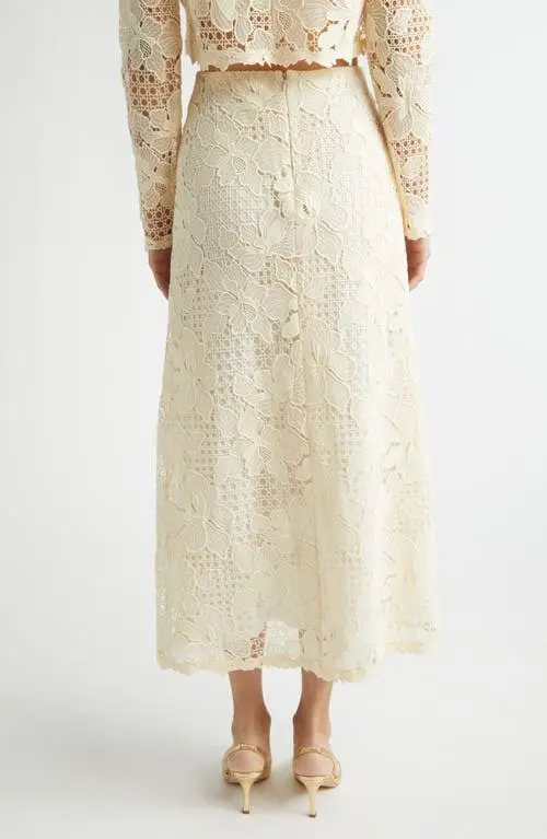 Lela Rose Lattice Guipure Lace Midi Skirt