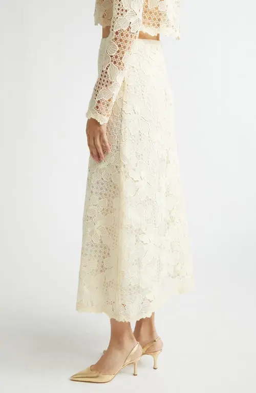 Lela Rose Lattice Guipure Lace Midi Skirt