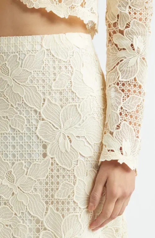 Lela Rose Lattice Guipure Lace Midi Skirt
