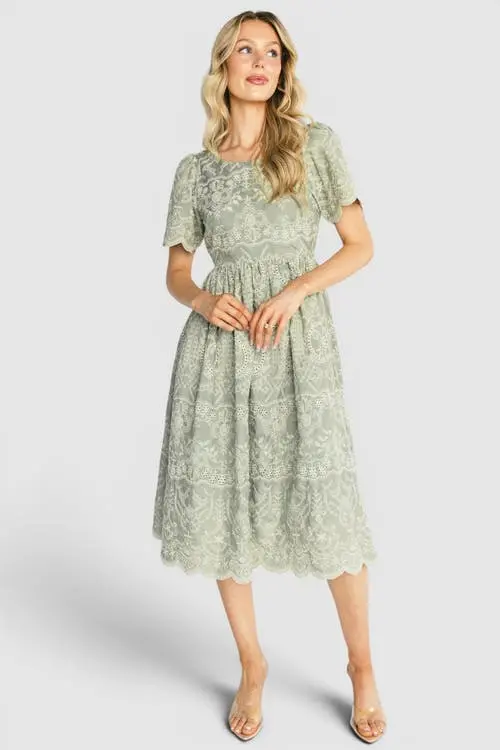 BALTIC BØRN Margot Eyelet Midi Dress