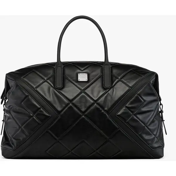 Mcm X-large Ottomar Weekender In Diamond Quilted Leather - Black