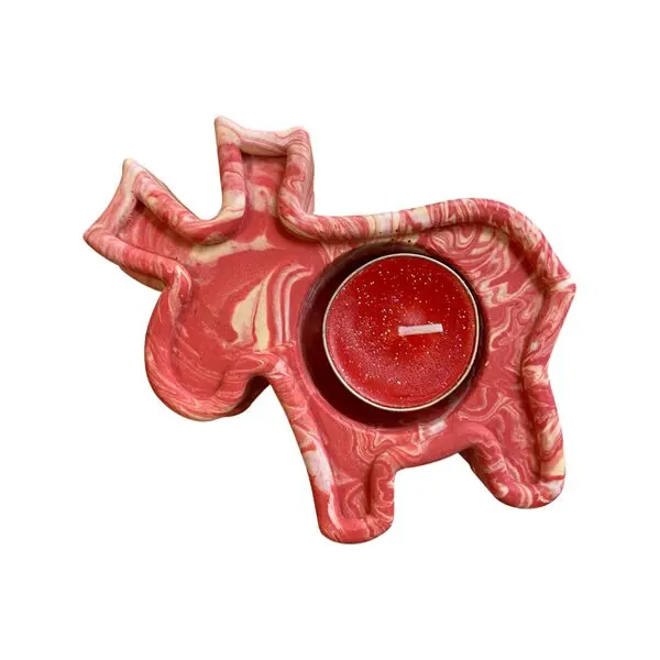BY SHAX Large Reindeer Tealight Holder - Red