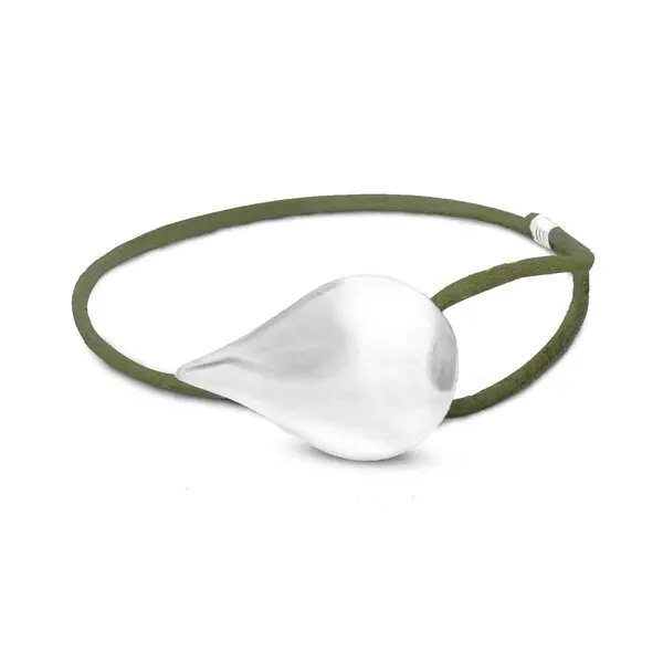 FREYA & THOR OF SWEDEN Green / Silver Tear Bracelet Silver & Olive Green - Green/silver