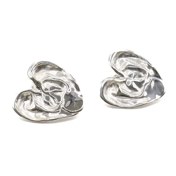 Après Youth Large Heart Sculptural Sterling Earrings - Silver