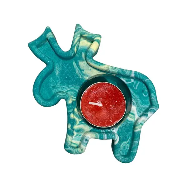BY SHAX Large Reindeer Tealight Holder - Green