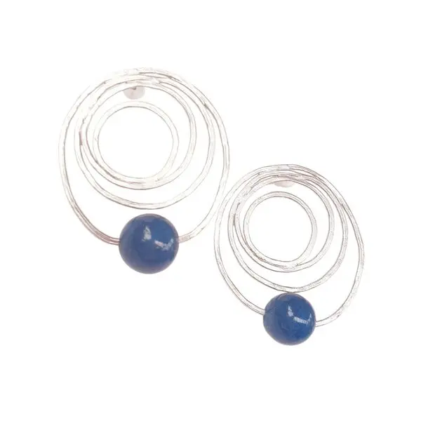 WAY TO CHIC Blue / Silver Modern Earrings With Blue Agate