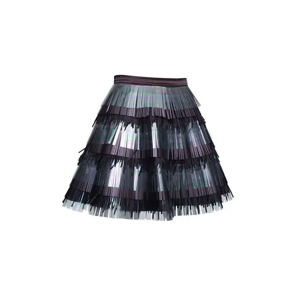 MOV Eco-chic Fringe Mini A-line Skirt – Sustainable Style Redefined - Black