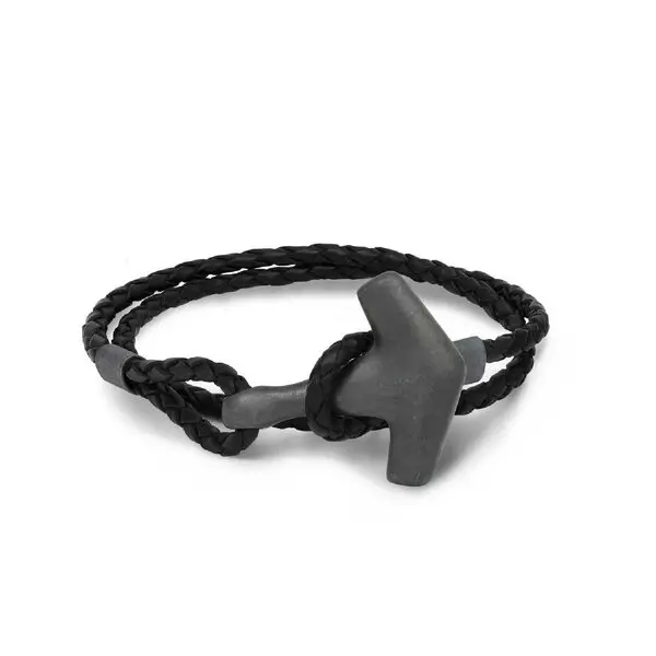 FREYA & THOR OF SWEDEN Arch Bracelet In Oxidized Sterling Silver And Braided Leather - Black