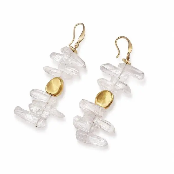 WAY TO CHIC Gold Plated Crystal Quartz Dangle Earrings - White/gold
