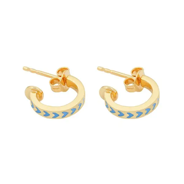 APRÈS YOUTH Gold / Blue Spark Enamel Earrings Blue