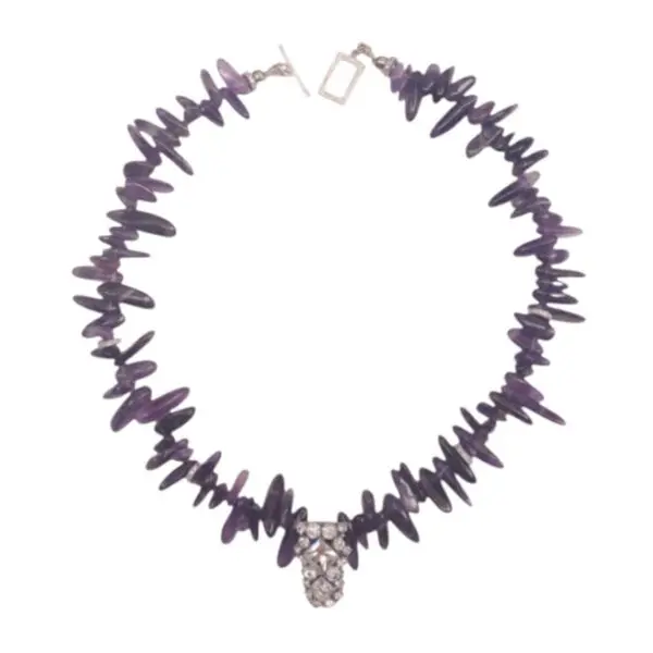 WAY TO CHIC Amethyst Necklace And Crystal Pendant - Purple