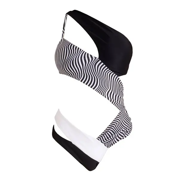 SANCHA THE BRAND Black / White Calidi Groovy One Piece Swimsuit