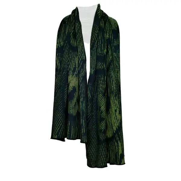 ESSIEN & EMRE Volucer Merino Wool Pattern Scarf Forest
