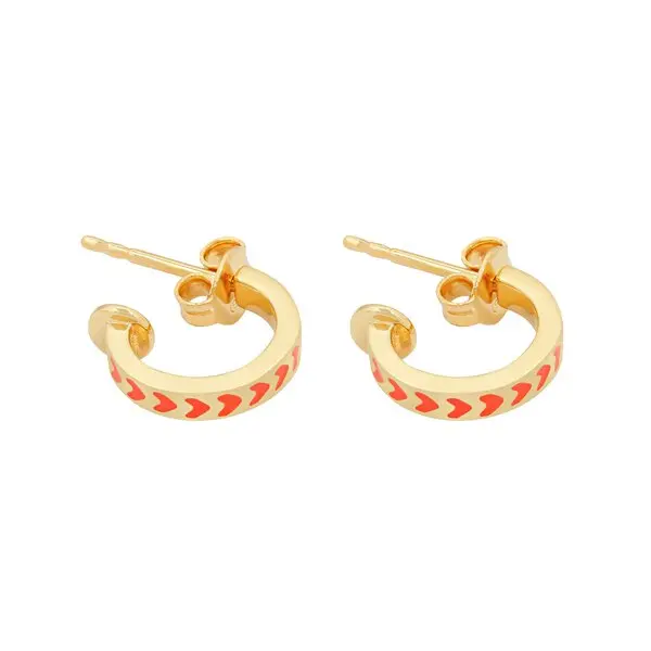 APRÈS YOUTH Gold / Orange Spark Enamel Earrings Orange