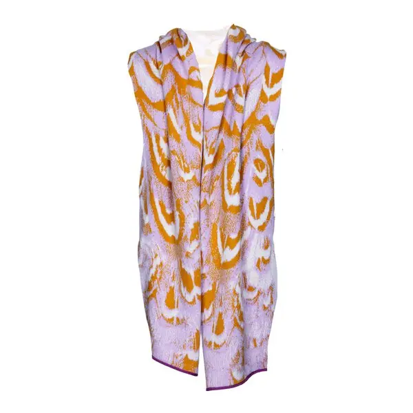 ESSIEN & EMRE Levem Merino Wool Knitted Pattern Scarf Mauve