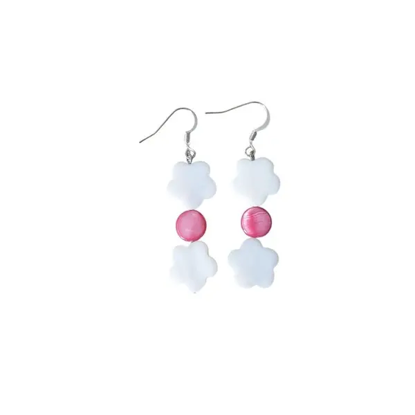 WAY TO CHIC White / Pink Pink Shell Earrings
