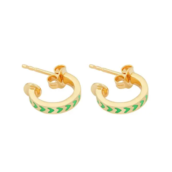 APRÈS YOUTH Gold / Green Spark Enamel Earrings Green