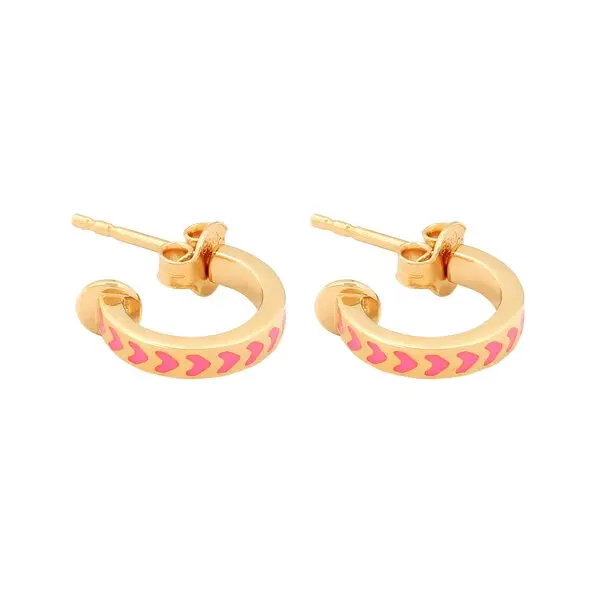 APRÈS YOUTH Gold / Pink Spark Enamel Earrings Pink