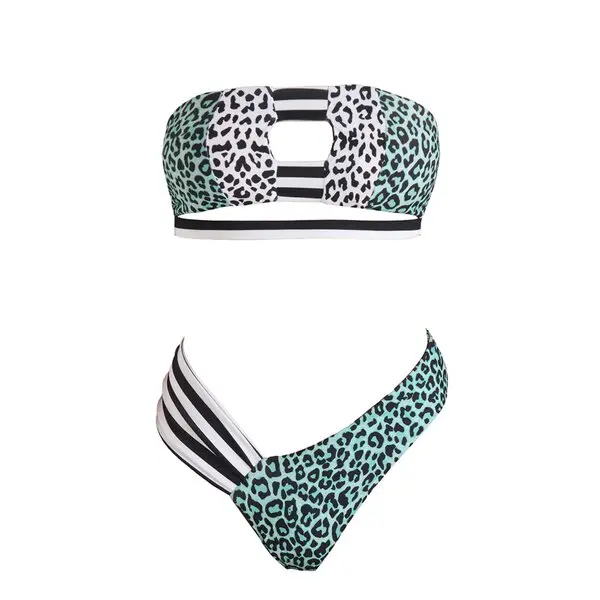 SANCHA THE BRAND Black / Green / White Saltu Savannah Bikini